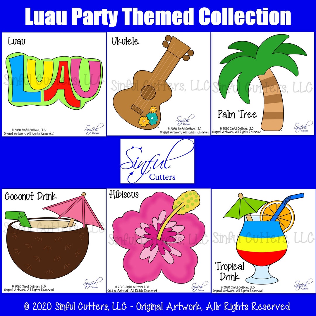 Printable Luau Party 6 Pc PNG Set Eddie Edible Print .PNG File ...