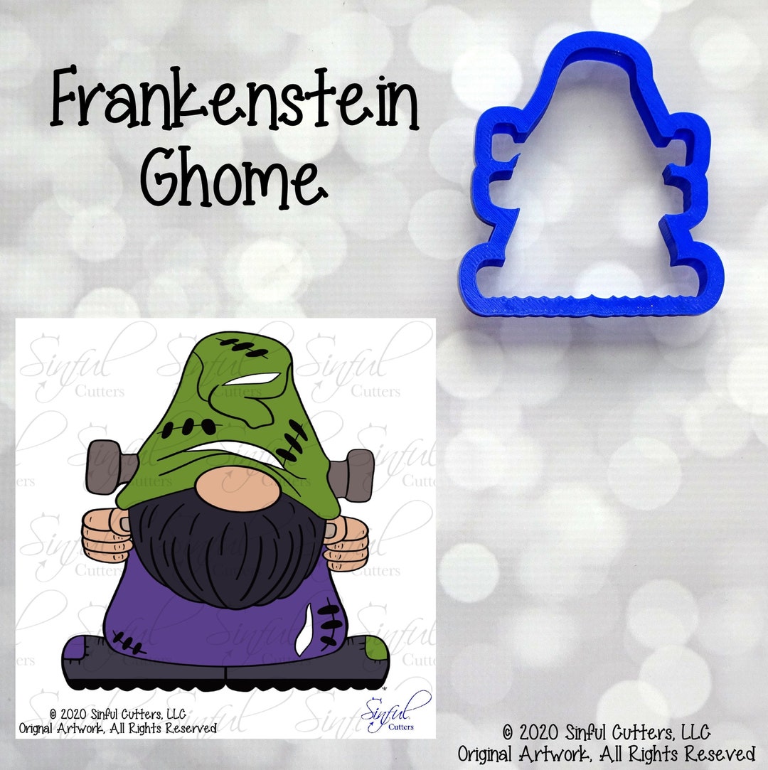 STL File 4 Frankenstein Gnome Print at Home Halloween Cookie Cutter ...
