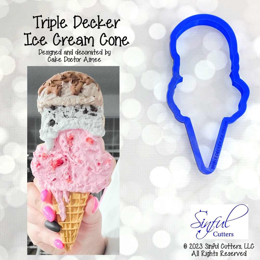 Triple Decker Ice Cream Cone 7" Cookie Cutter STL File, Print at Home ...