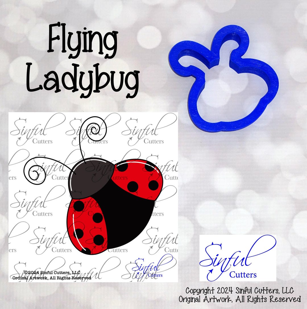 Flying Ladybug Cookie Cutter STL File & PNG Clipart: 3" Spring Baking ...