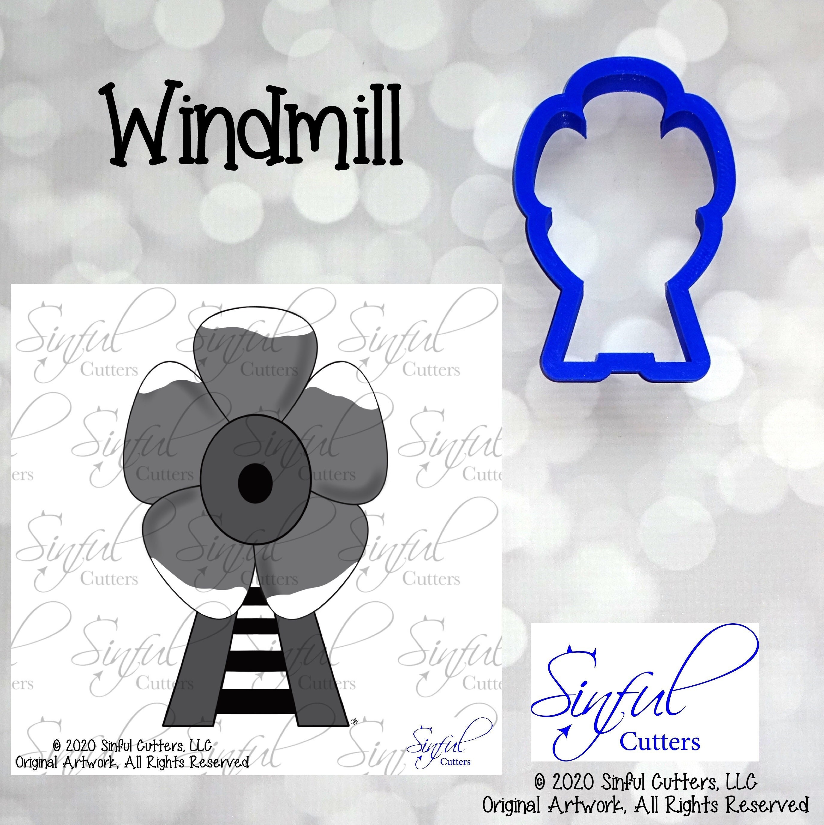Windmill Cookie Cutter STL Files & PNG Clipart: Farm, Christmas Baking ...