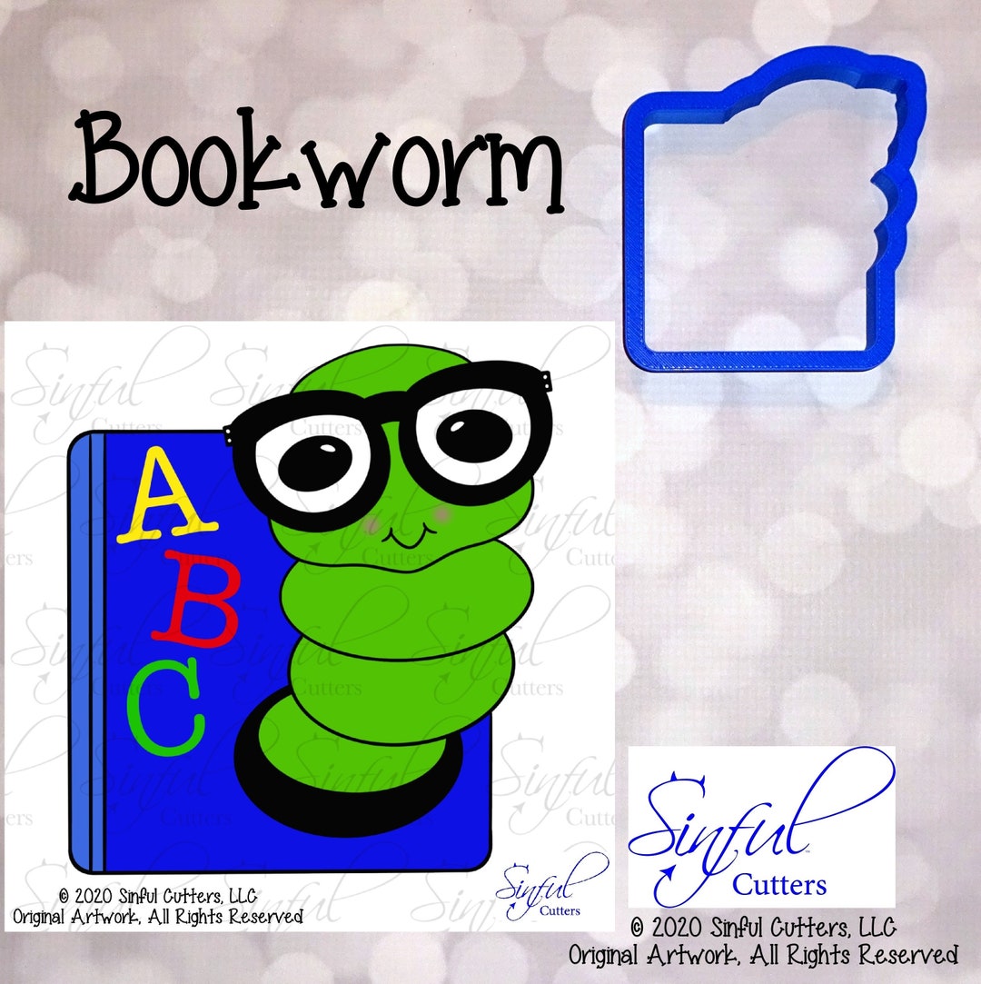 STL File Only 3.5 Bookworm Print at Home School Cookie Cutter / Fondant ...