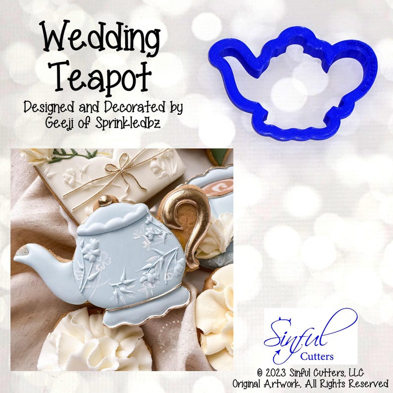 Sweet Tea Cookie Cutter STL Files: 4-piece, Wedding, Bridal Shower, Tea ...