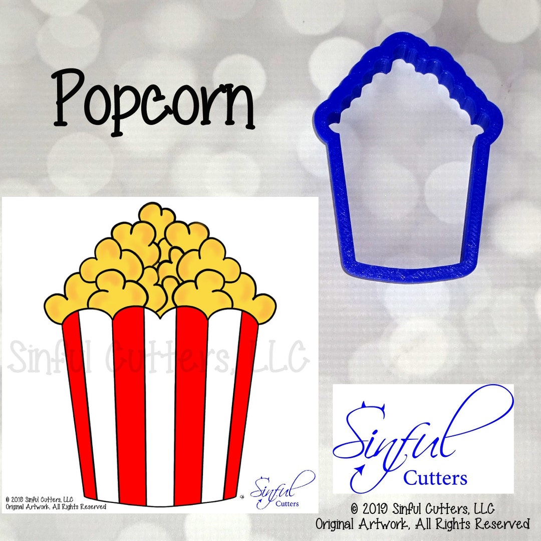 Popcorn Cookie Cutter STL Files & PNG Clipart: Snack, Movie, Baking (4 ...