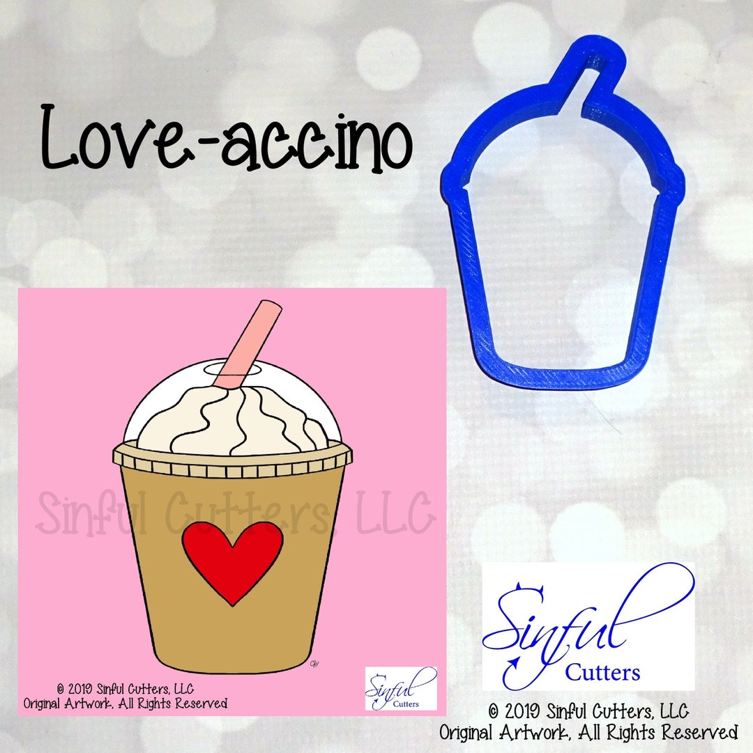 Love-accino Cookie Cutter STL Files & PNG Clipart: Valentine's Coffee ...
