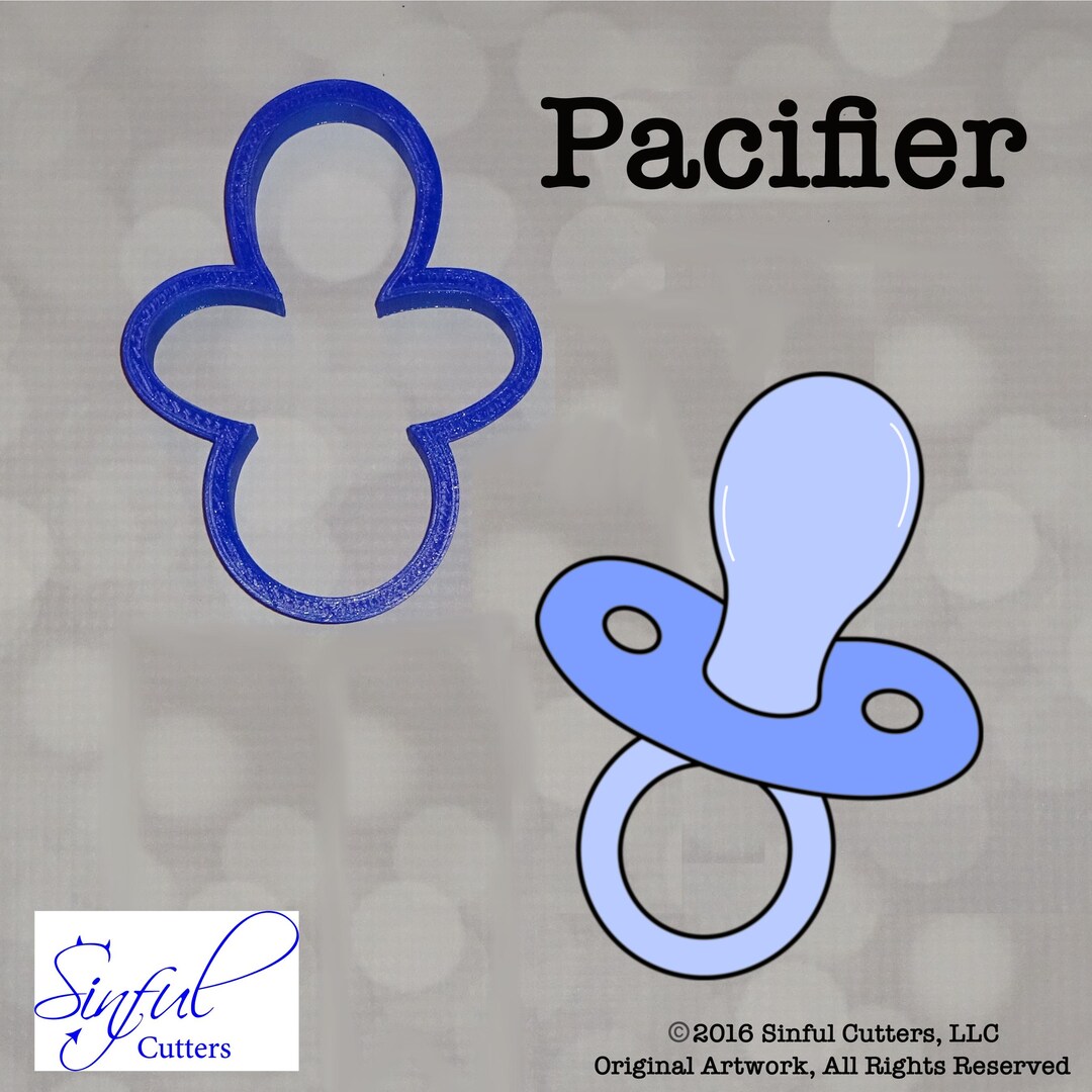 Pacifier 3" Cookie Cutter STL File & PNG Clipart, Print at Home, Sugar ...
