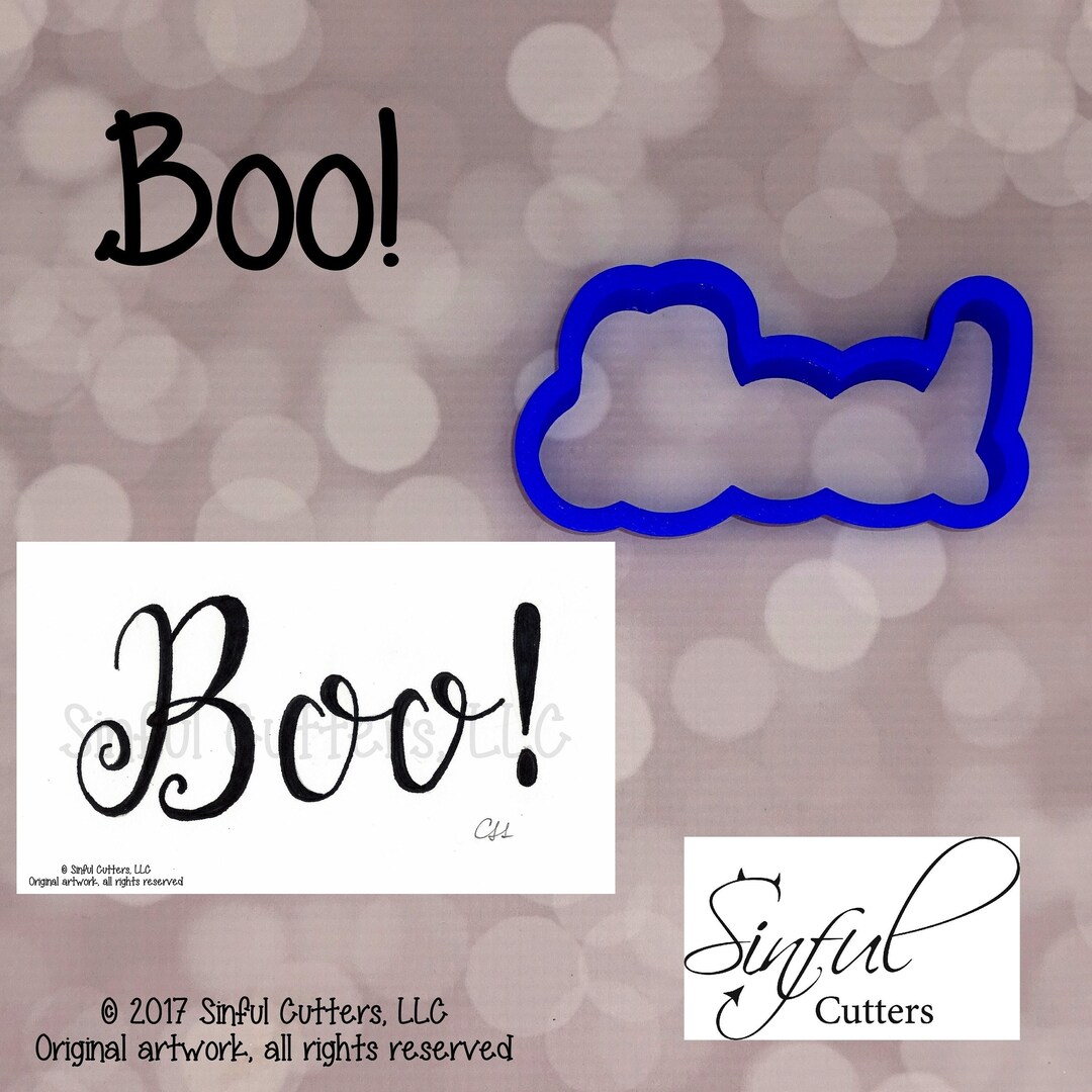 Boo! Script 3 Sizes Cookie Cutter STL Files, Print at Home, Halloween ...