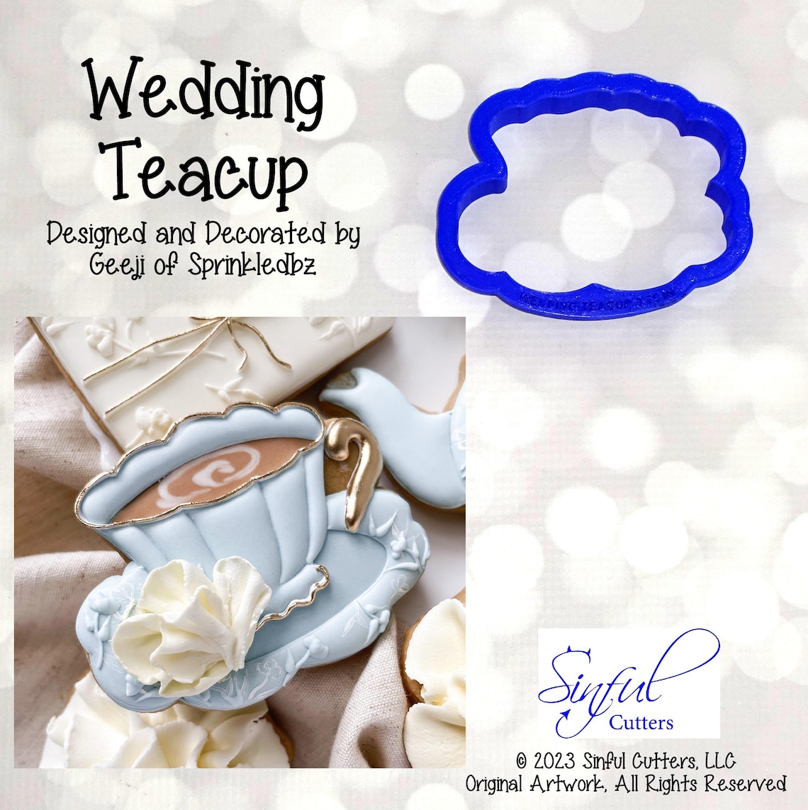 Sweet Tea Cookie Cutter STL Files: 4-piece, Wedding, Bridal Shower, Tea ...