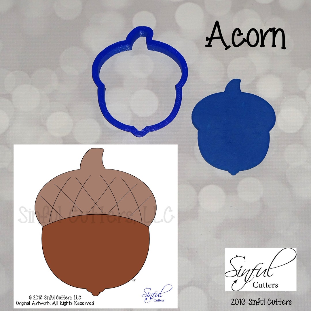 STL & PNG Files 2 Mini Acorn Print From Home Fall Cookie Cutter ...