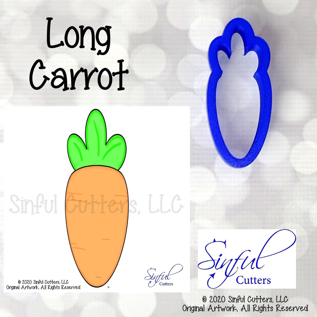 Long Carrot Cookie Cutter STL File & PNG Clipart: Easter, Bunny Rabbit ...