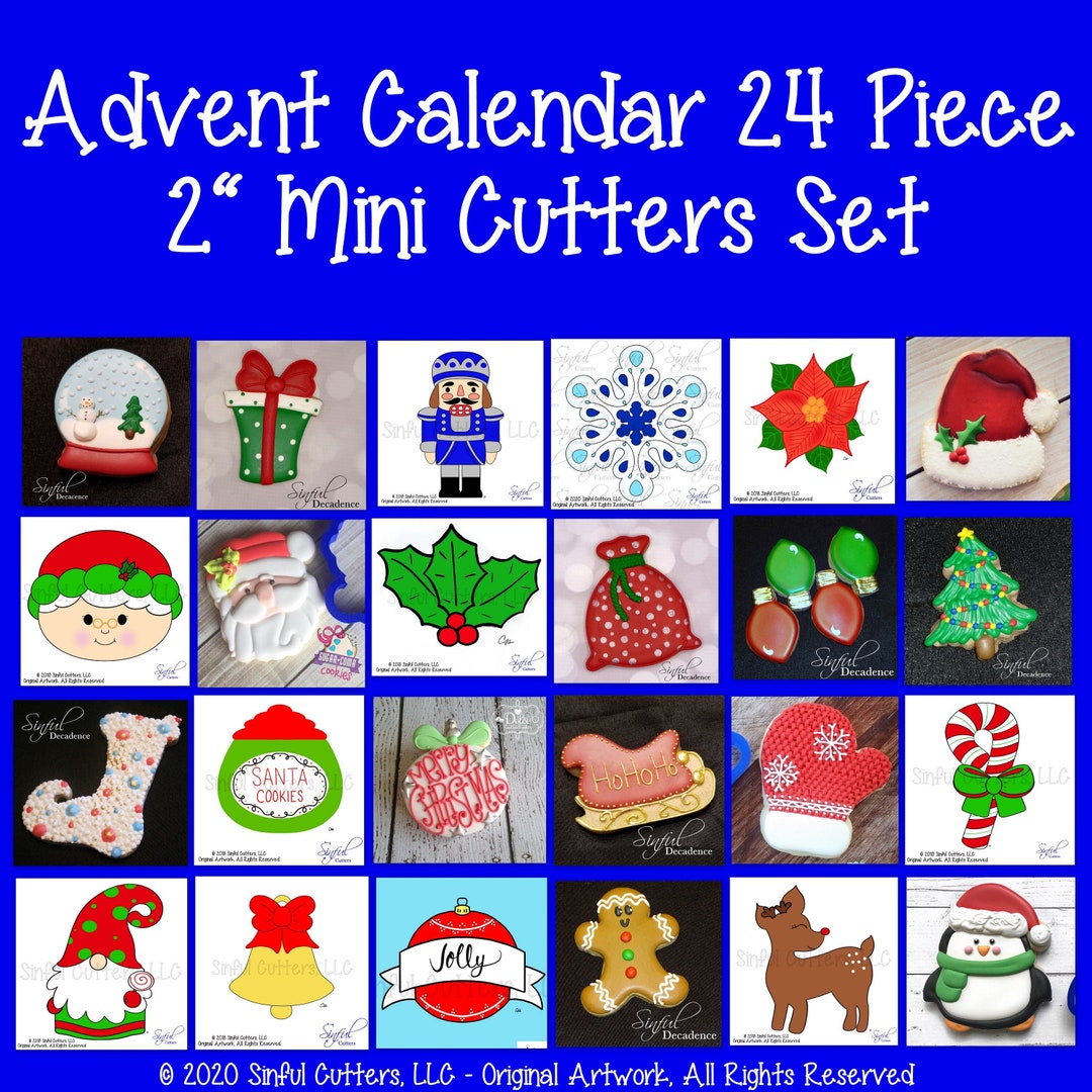 Advent Calendar Mini Cookie Cutter STL Files: 24 Christmas Designs ...