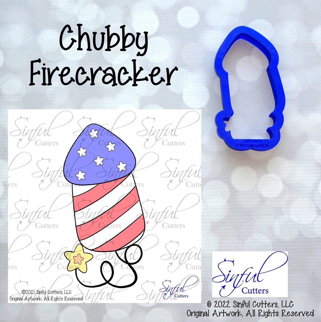 STL File 4 Chubby Firecracker Print at Home Cookie Cutter / Fondant ...