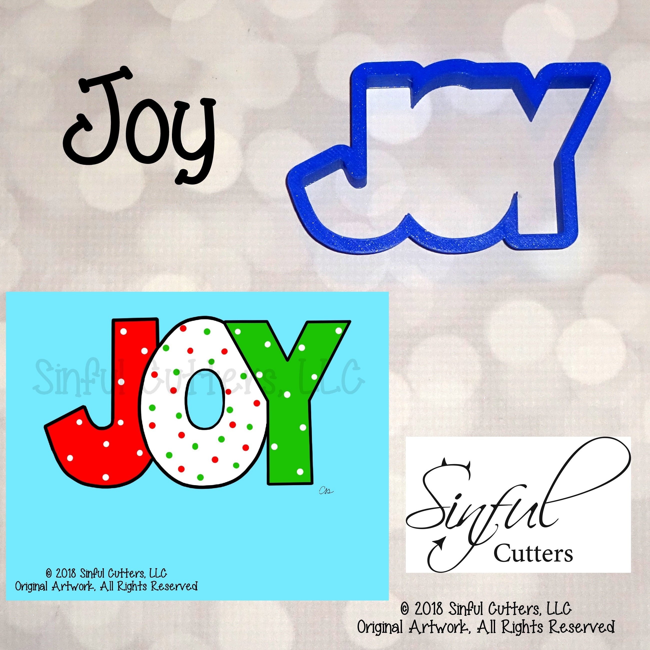 Joy Christmas Cookie / Fondant Cutter | Etsy