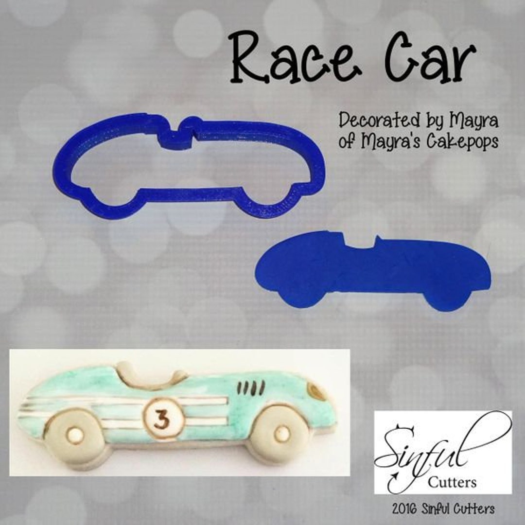 Racecar 3 Sizes Cookie Cutter STL Files Print at Home, Sugar Cookies ...