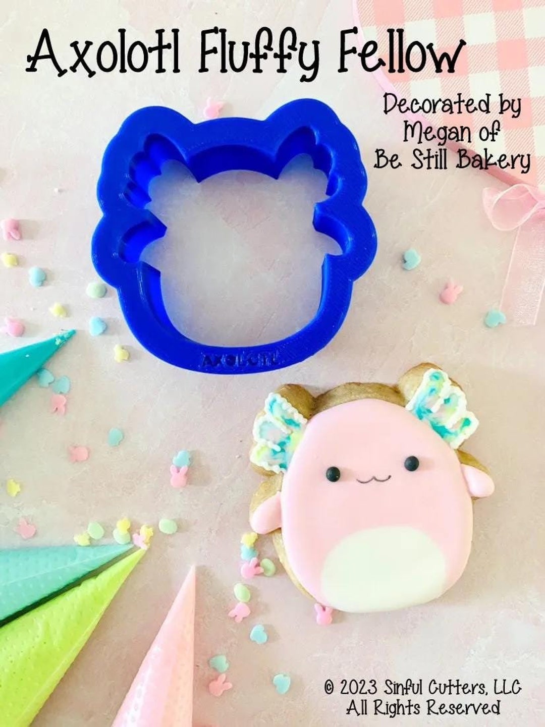 Axolotl Squishie 5" Cookie Cutter STL File, Fluffyfellow, Valentine ...