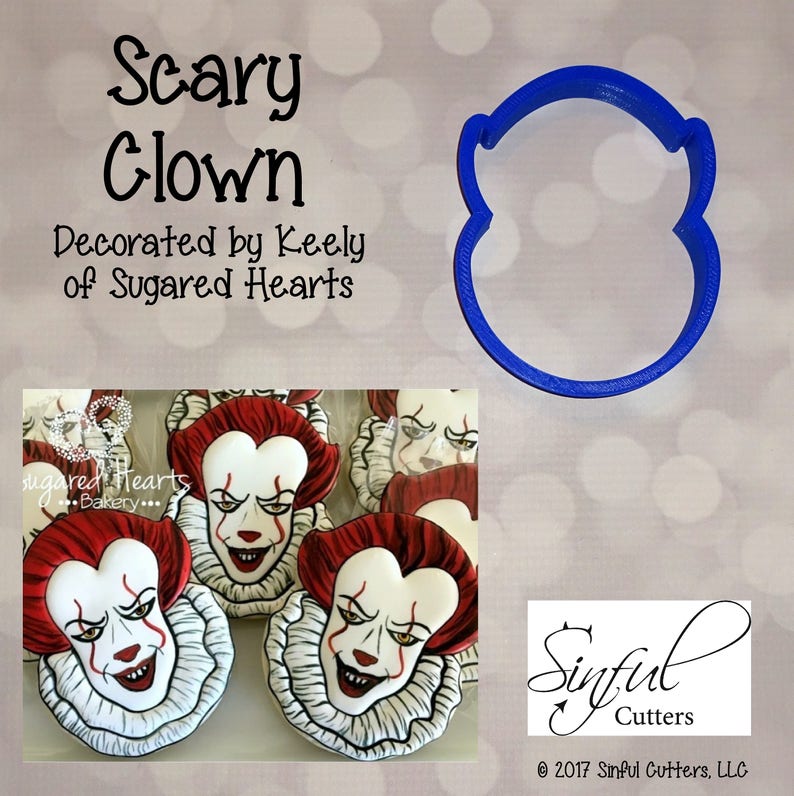 Scary Clown Cookie Cutter STL Files: Halloween Baking, 3d-printing (6 ...