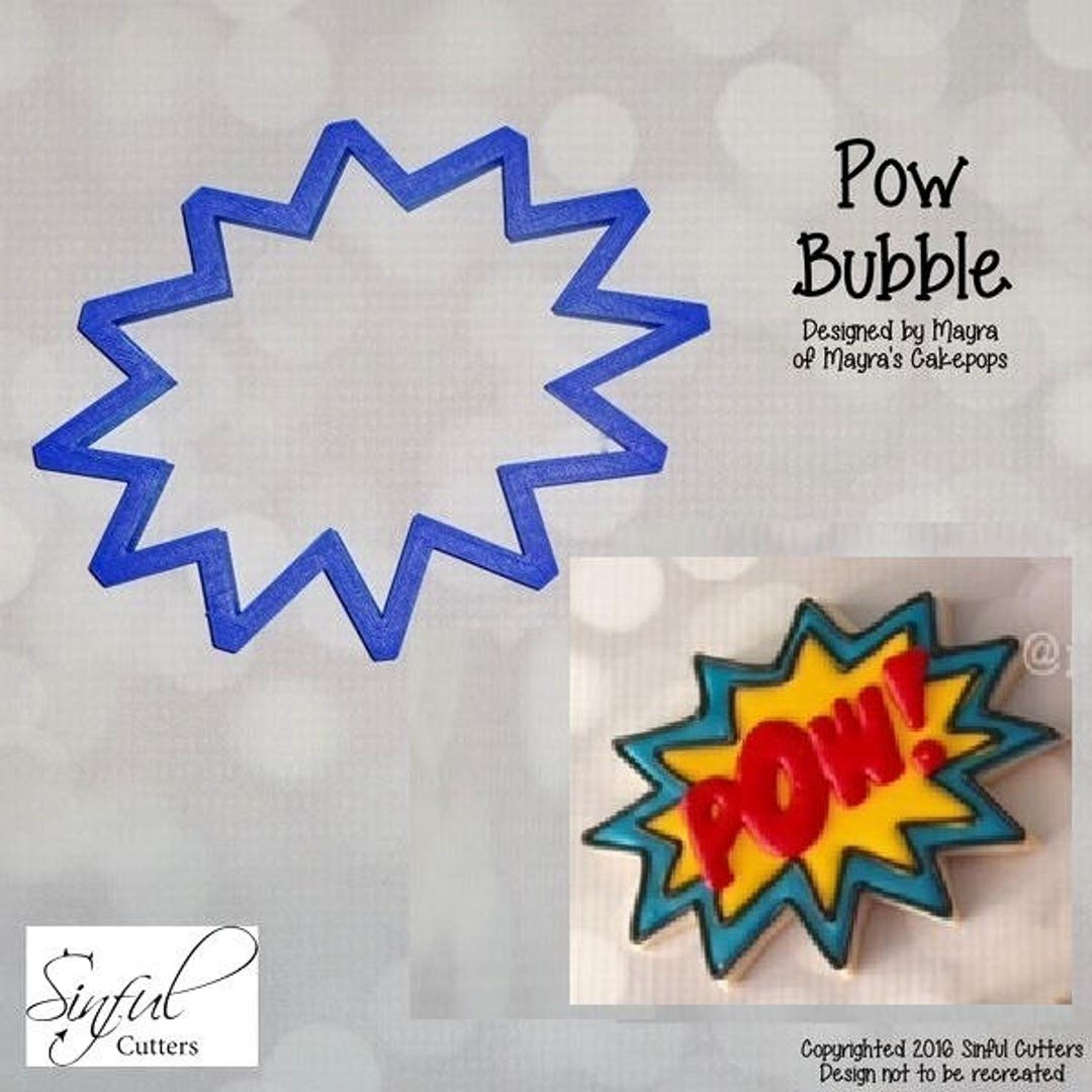 POW Bubble Cookie Cutter STL Files: 5-sizes, Superhero, Baking, Splat ...