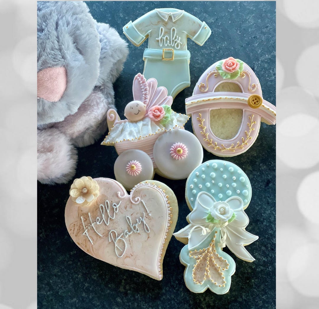 Hello Baby! Cookie Cutter STL Files: 5-piece, Baby Shower, Rattle, Shoe ...