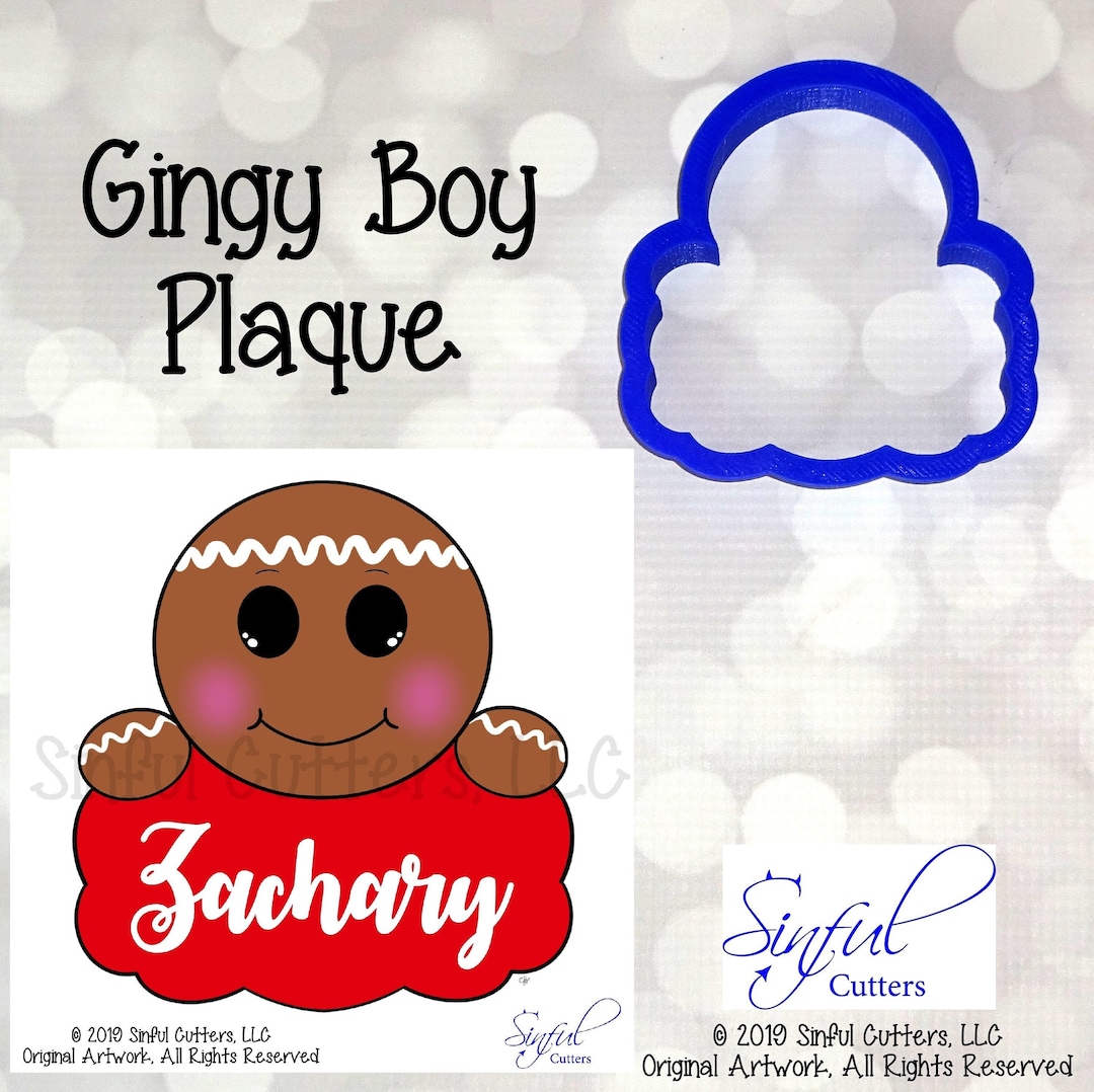 Gingy Boy Plaque 4 Sizes Cookie Cutter STL Files, Print at Home, Sugar ...