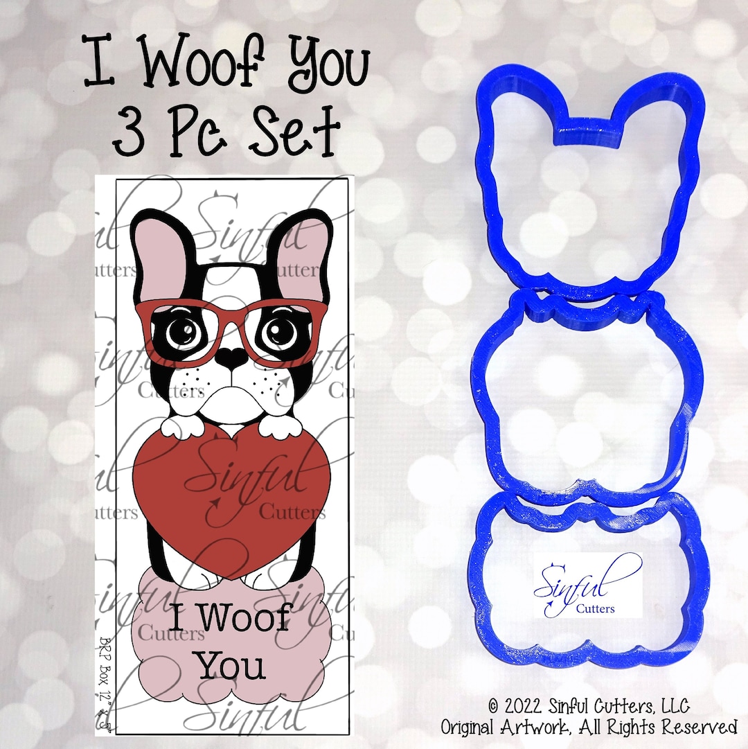 I Woof You 3 Pc Set Valentine's Day Cookie Cutters / Fondant Cutters ...