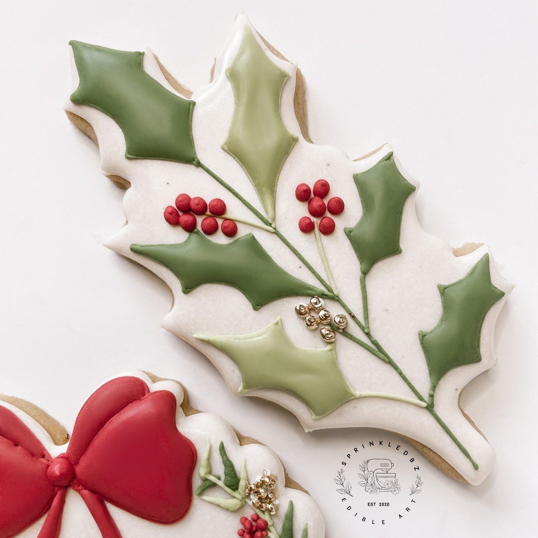 STL File 4 Holly Branch Print at Home Christmas Cookie Cutter / Fondant ...