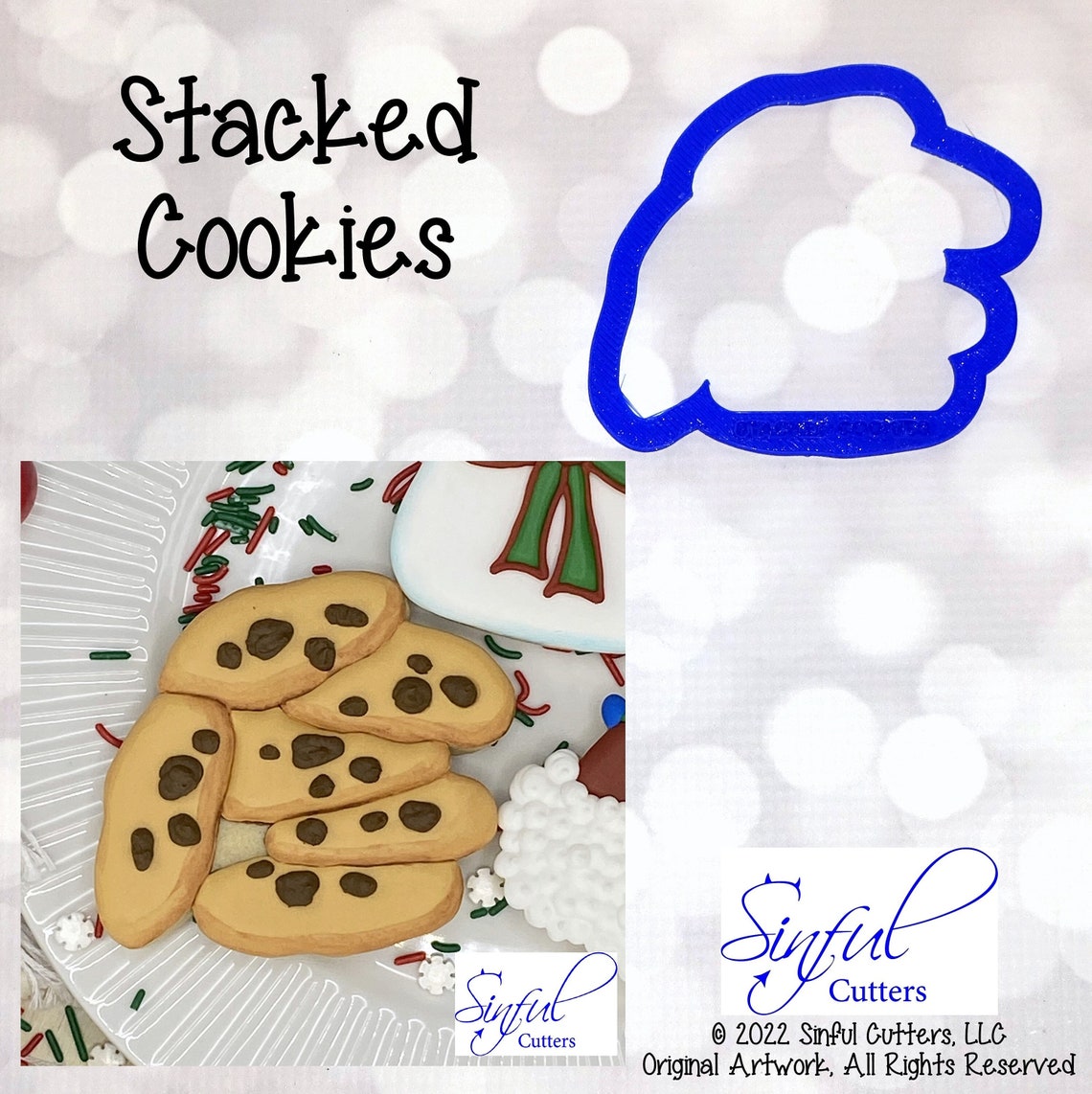 Stacked Cookies Cookie Cutter STL & PNG Clipart: 3.5" Cookies for Santa ...