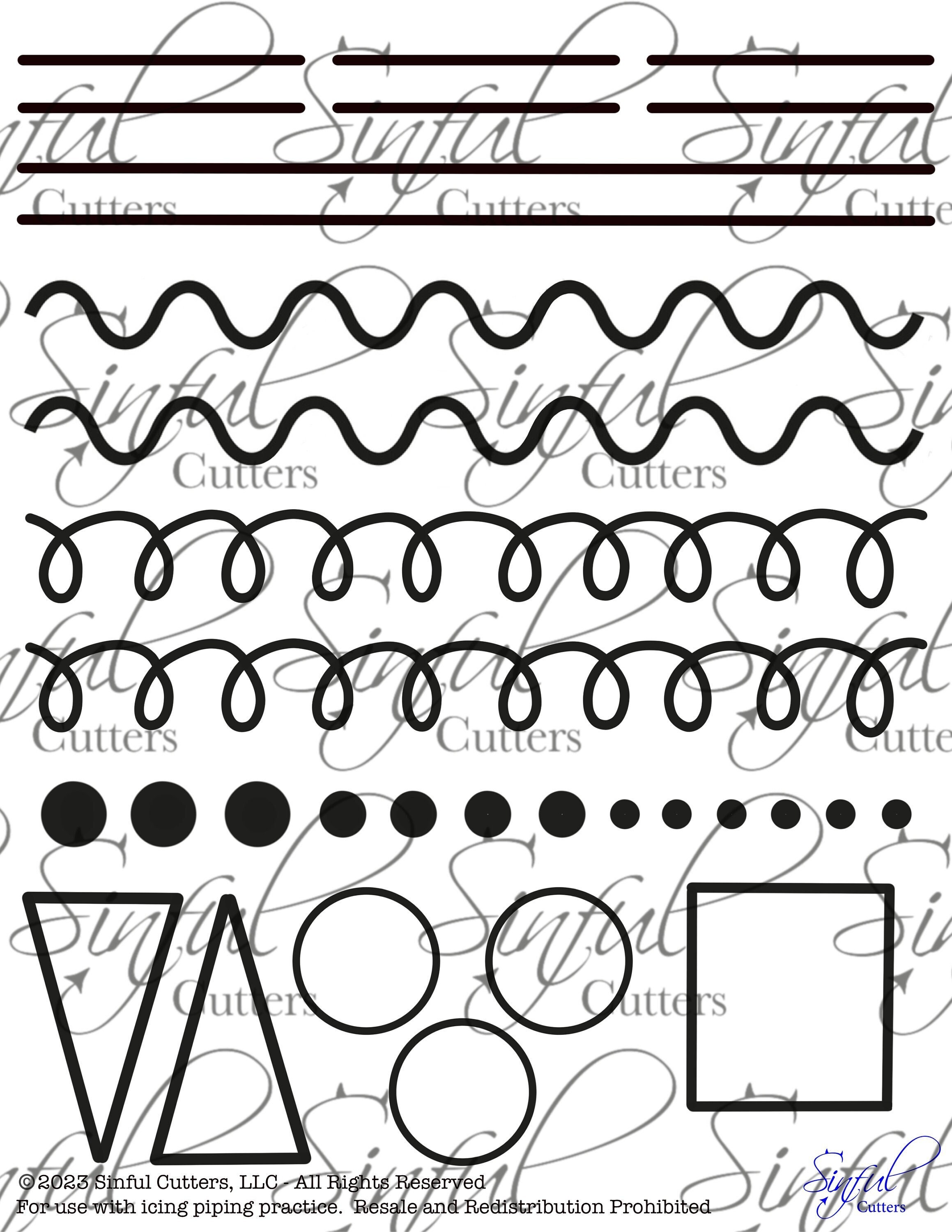Royal Icing Piping Practice Sheet (PDF Digital Download) - Etsy
