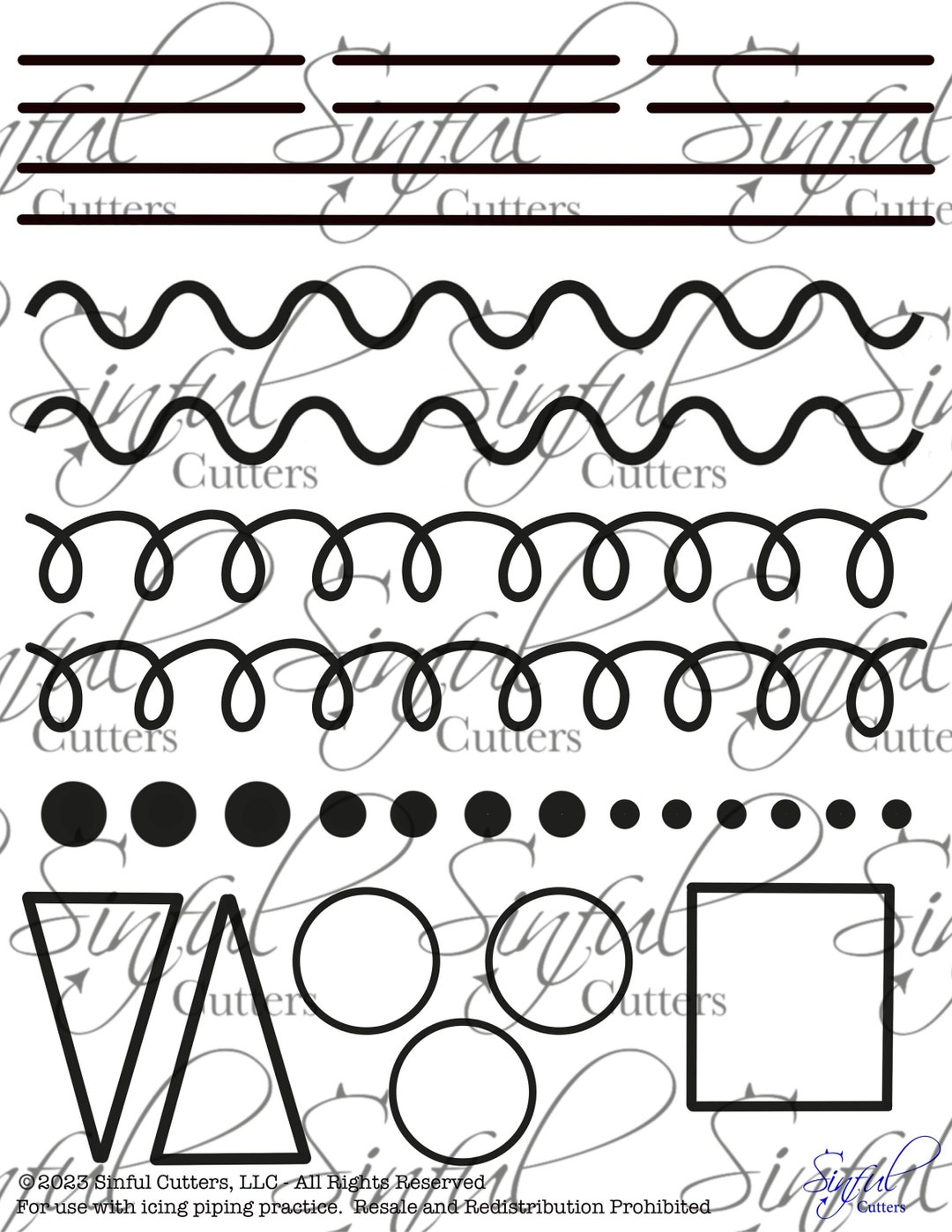 Royal Icing Practice Sheet 8.5 X 11 Instant Download PDF Printable File ...
