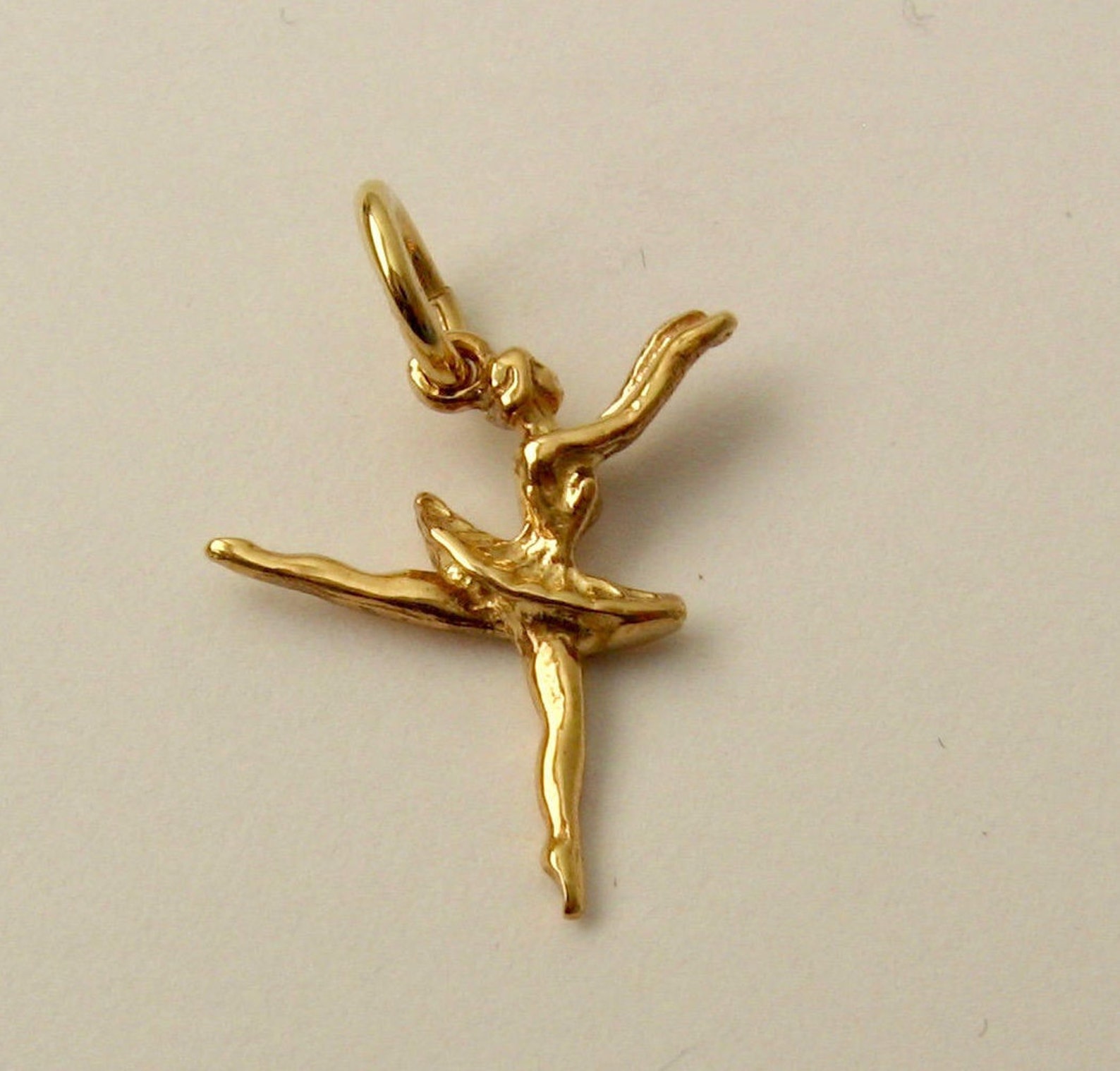 Genuine SOLID 9K 9ct YELLOW GOLD 3D Ballerina Dance Charm/pendant Gift ...