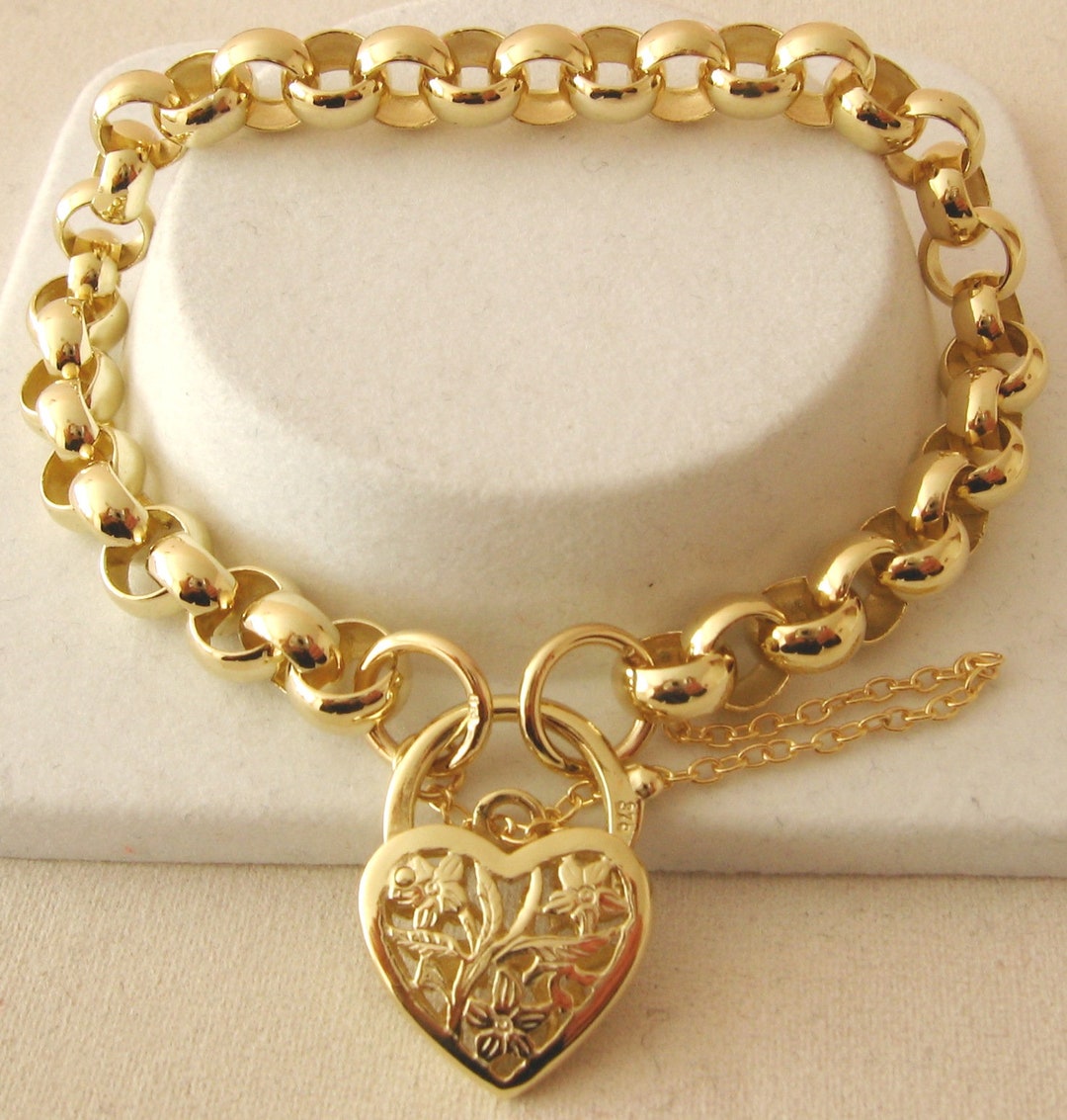 Genuine SOLID 9K 9ct YELLOW GOLD Round Belcher Bracelet With Filigree ...