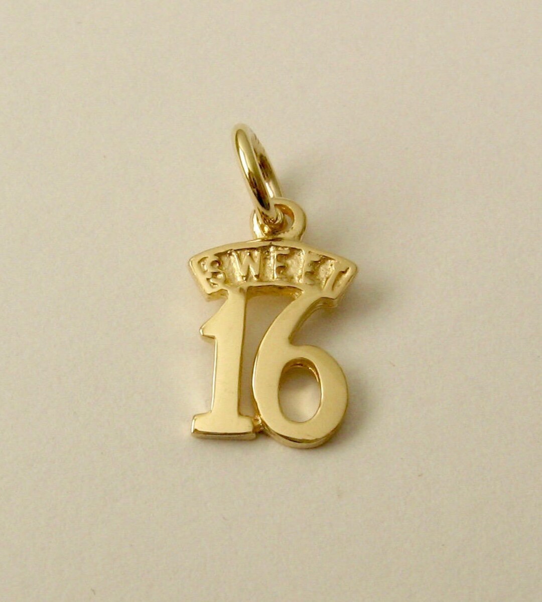 Genuine SOLID 9ct YELLOW GOLD Sweet 16 Birthday Charm Pendant Gift - Etsy