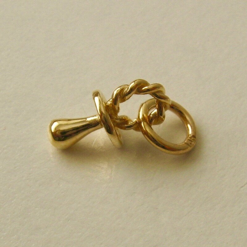 Pacifier Charm Solid Gold - Etsy