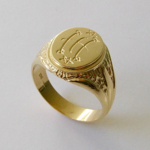 Genuine SOLID 9ct YELLOW GOLD Mens Shield Signet Baha'i - Etsy