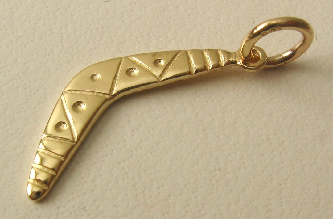 Genuine SOLID 9ct YELLOW GOLD 3D Boomerang Aboriginal Australia Gift ...
