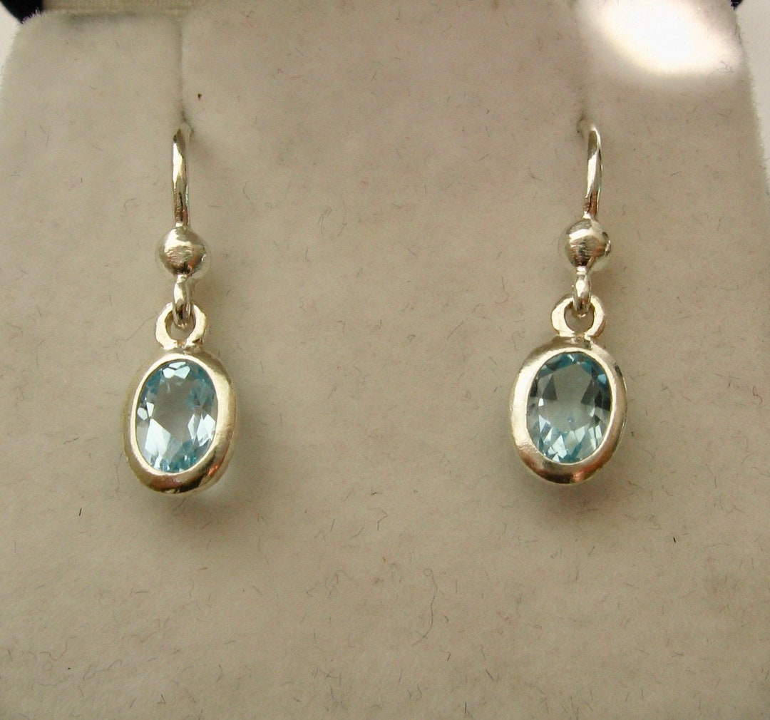 Genuine SOLID 925 Sterling Silver March Birthstone Aquamarine Drop ...