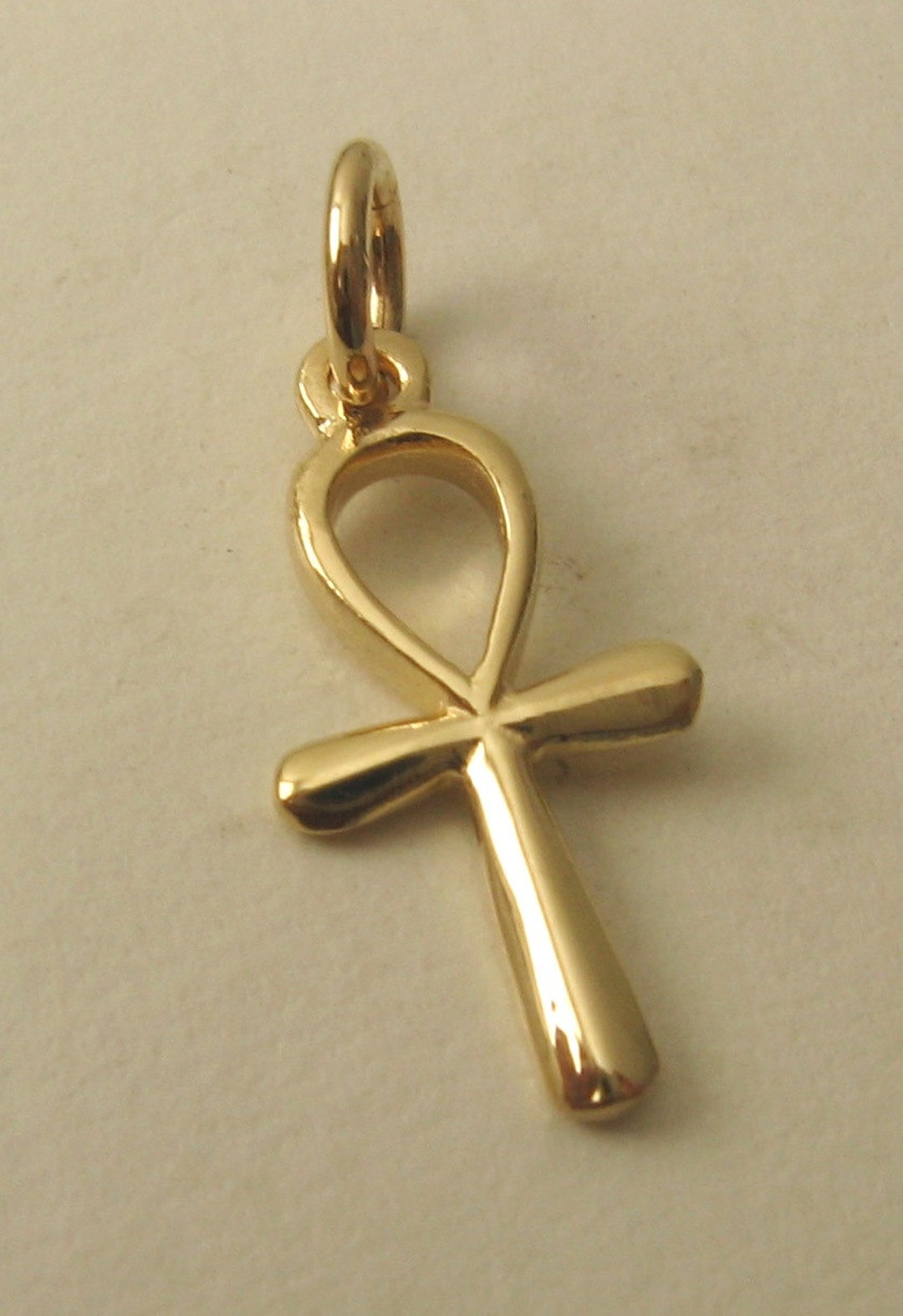 Genuine SOLID 9K 9ct Yellow Gold 3D Egyptian Ankh Key of Life Charm ...