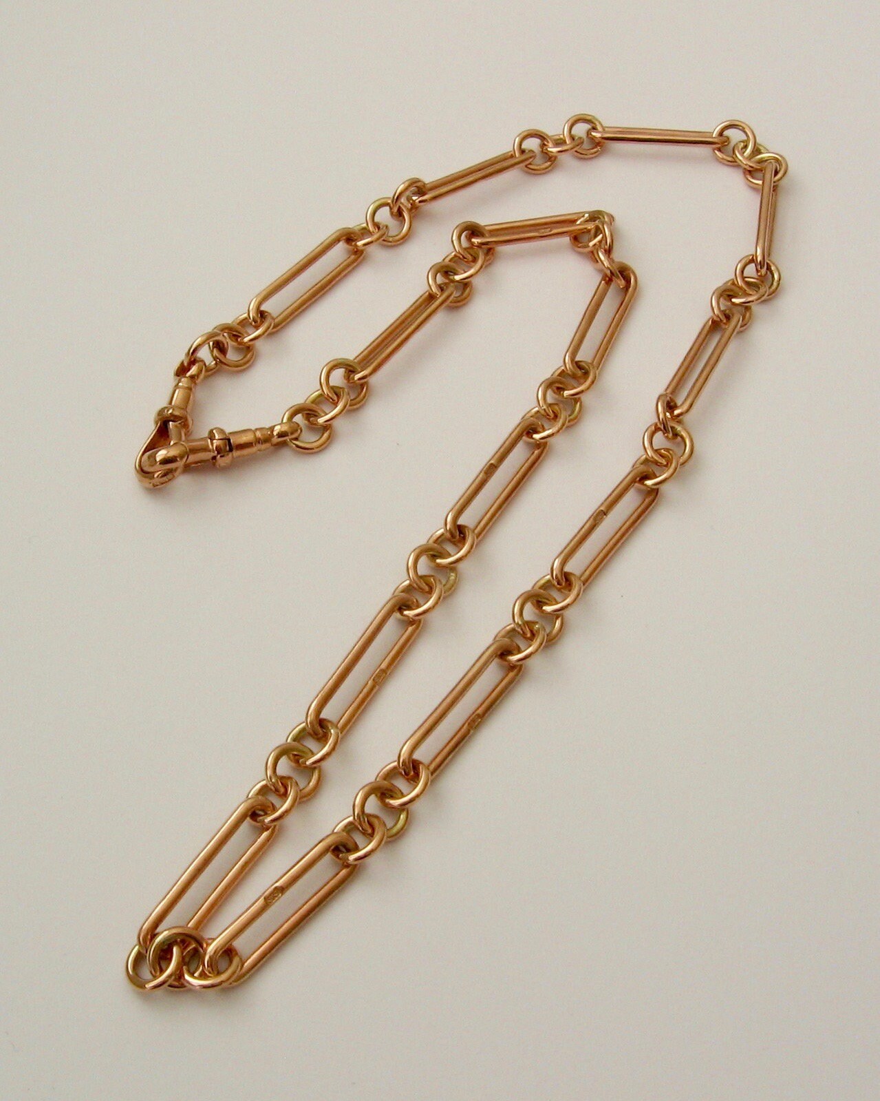 Genuine SOLID 9ct Rose Gold Trombone Link Albert Chain - Etsy UK