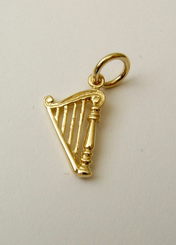 Genuine SOLID 9ct YELLOW GOLD Harp Musical Instrument Charm - Etsy