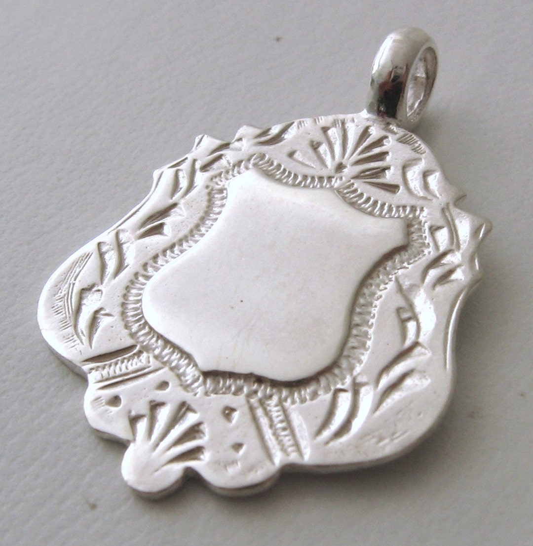 Genuine SOLID 925 STERLING SILVER Shield Pendant - Etsy