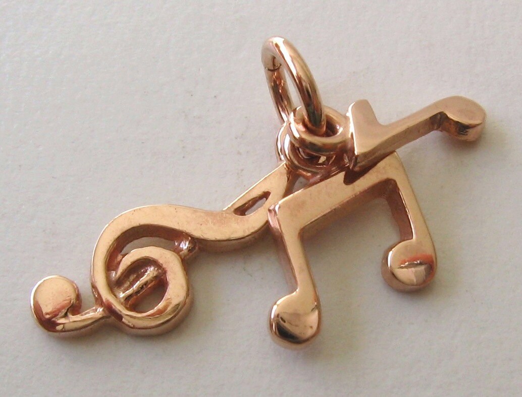 Genuine SOLID 9K 9ct ROSE GOLD Musical Notes charm/pendant | Etsy