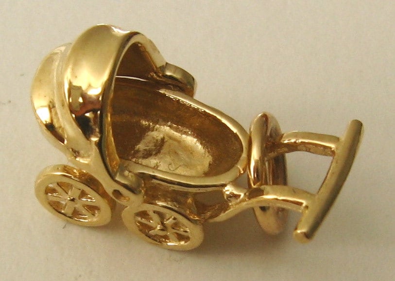 Genuine SOLID 9ct 9K YELLOW GOLD 3D Baby Pram New Born Charm - Etsy