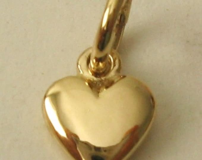 Genuine SOLID 9K 9ct YELLOW GOLD 3D Small Love Heart Valentine Charm ...