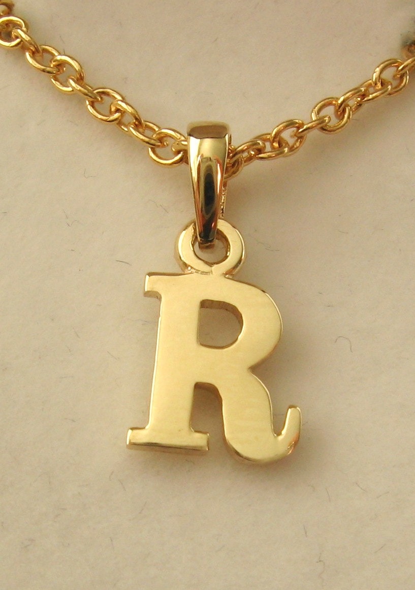 Genuine SOLID 9K 9ct YELLOW GOLD 3D Initial R Letter Pendant With Bail ...