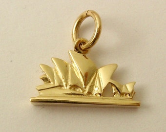 Solid 9ct Gold Opera House Charm Pendant - Etsy