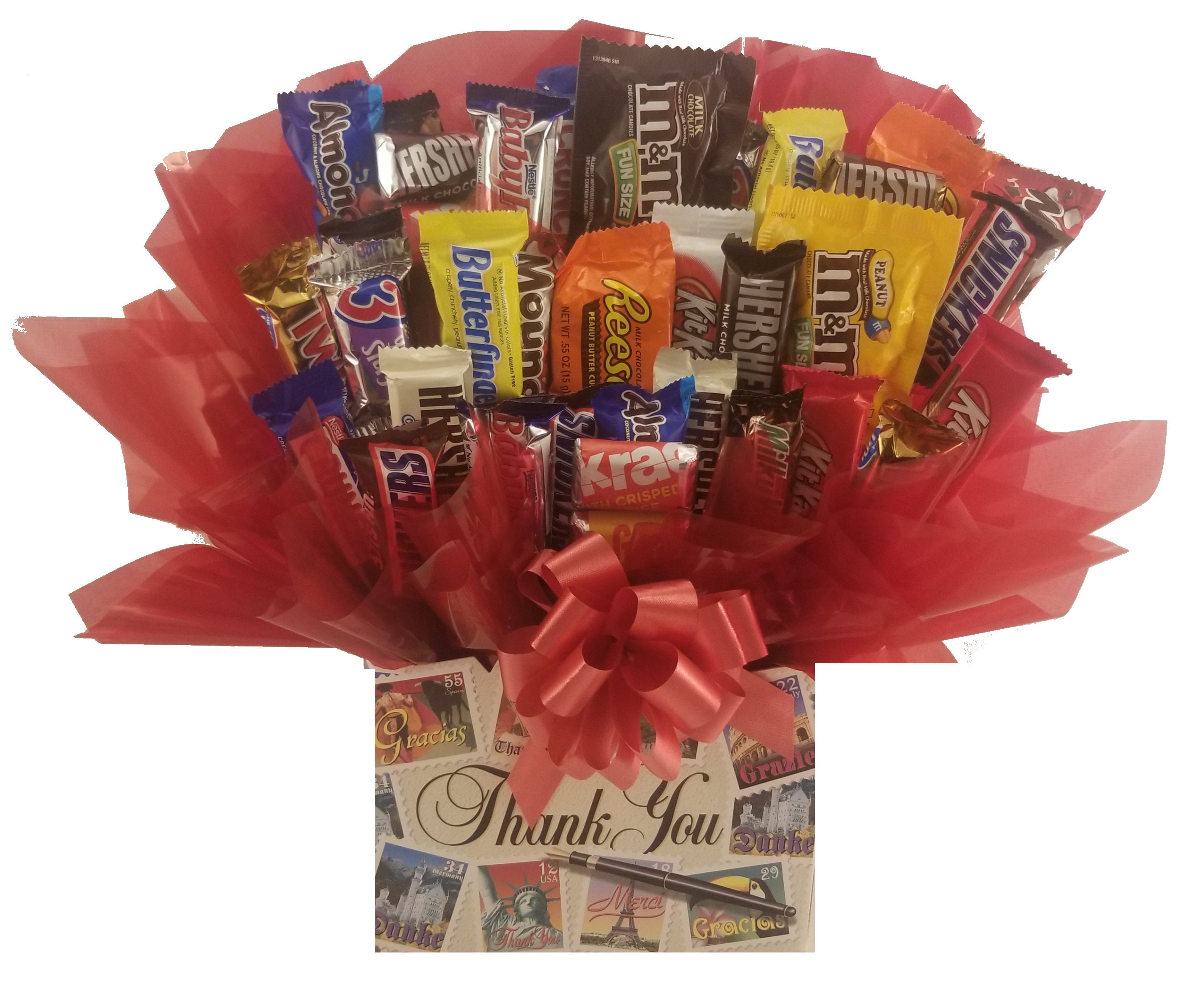 Chocolate Candy Bouquet in a Thank You Box - Etsy
