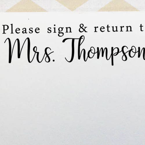 Sign and Return Stamp Personalized Teacher Stamp Custom | Etsy