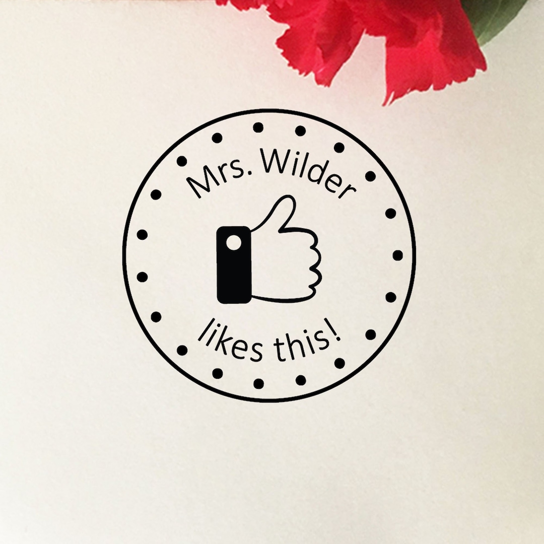 Teacher Thumbs up Stamp, Student Classroom Stamp, Personalized Grading ...