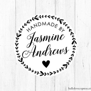 Handmade by Stamp, Personalized Self Inking Stamp, Wooden Rubber Stamp ...