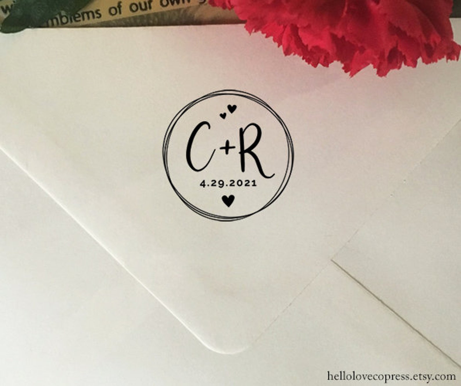 Personalized Initials Stamp Wedding Stamp Self Inking Wood | Etsy