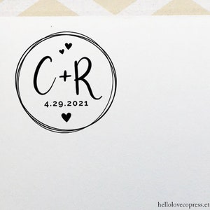 Personalized Initials Stamp, Wedding Stamp, Self Inking, Wood Rubber ...